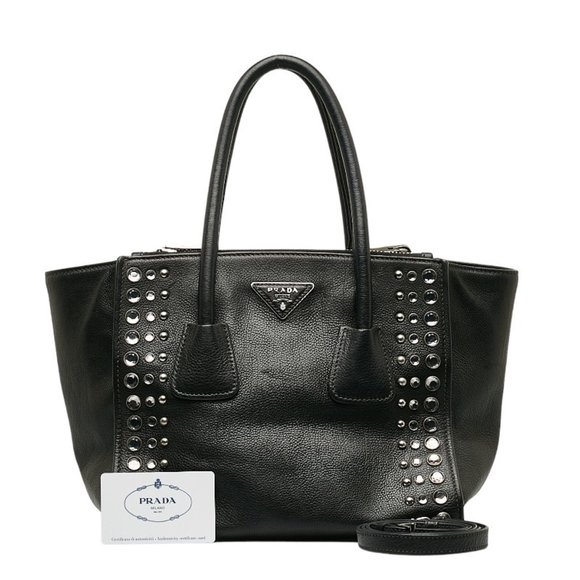Prada | Bags | Prada Triangle Plate Diamond Studded Handbag Shoulder ...